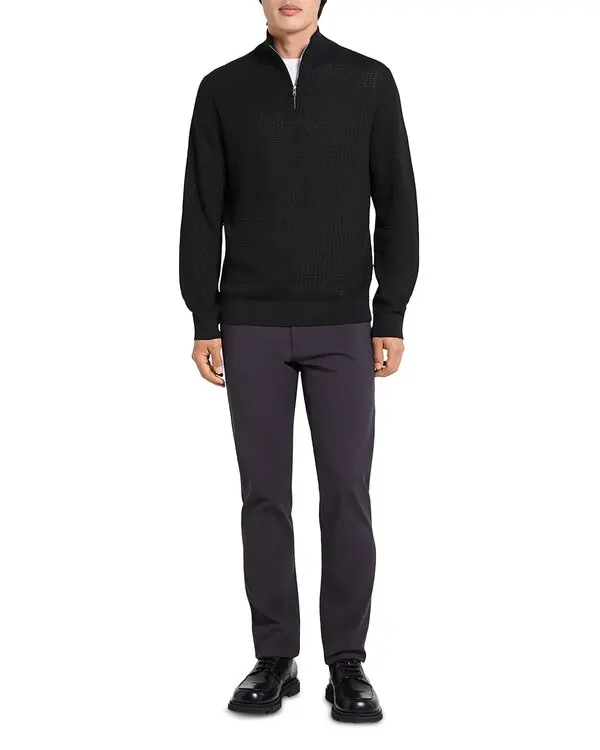 Theory Walton Cotton Quarter Zip Sweater - Black