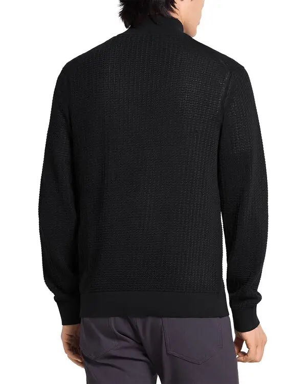 Theory Walton Cotton Quarter Zip Sweater - Black