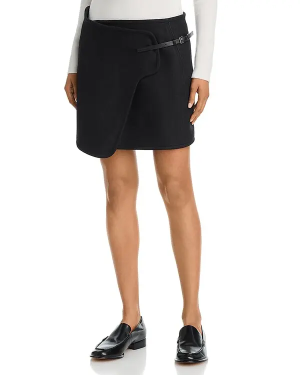 Helmut Lang Wool Blend Saddle Mini Skirt - Black