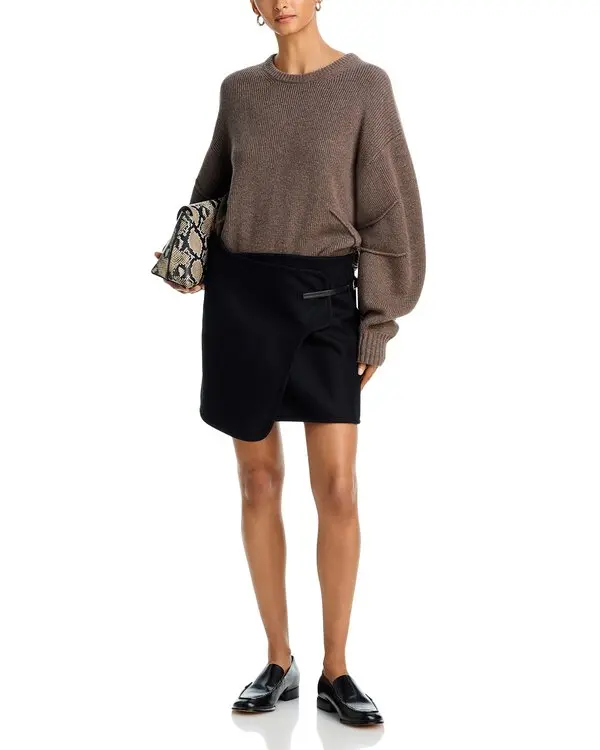 Helmut Lang Wool Blend Saddle Mini Skirt