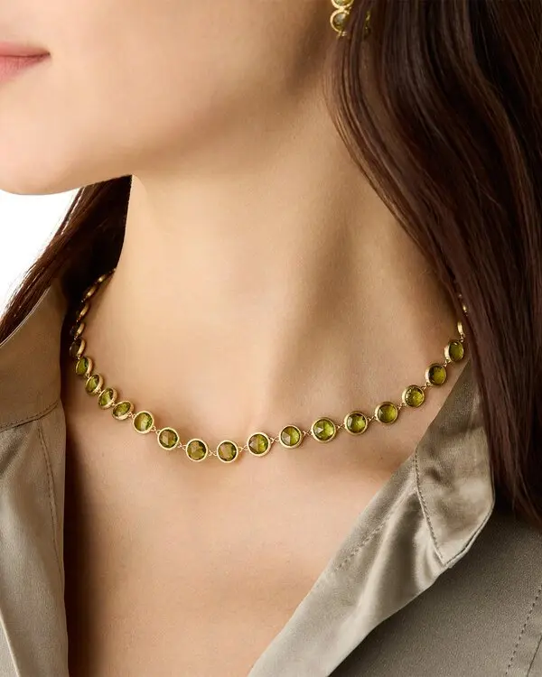 Marco Bicego 18k Yellow Gold Peridot Bezel Link Collar Necklace, 15.5