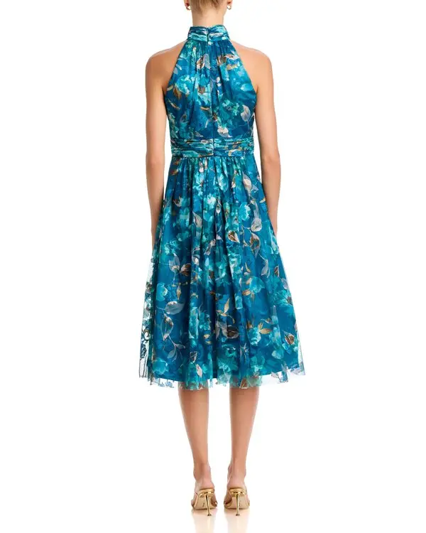 Eliza J Halter Mock Neck Fit And Flare Dress