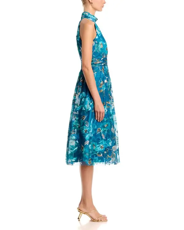 Eliza J Halter Mock Neck Fit And Flare Dress
