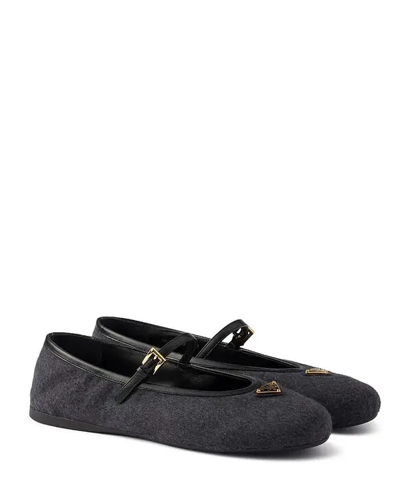 Prada Fabric Ballerinas - Grey