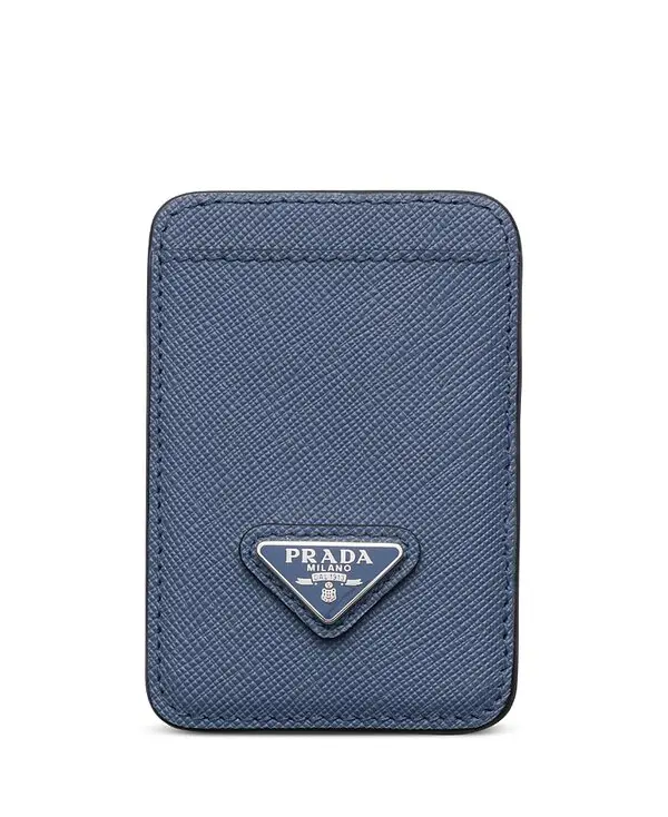 Prada Saffiano Leather Card Holder - Blue