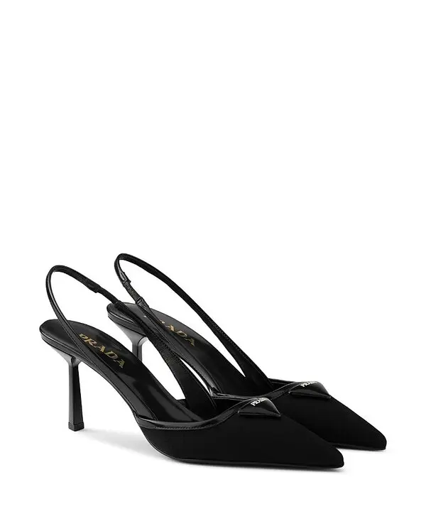 Prada Fabric Slingback Pumps - Black