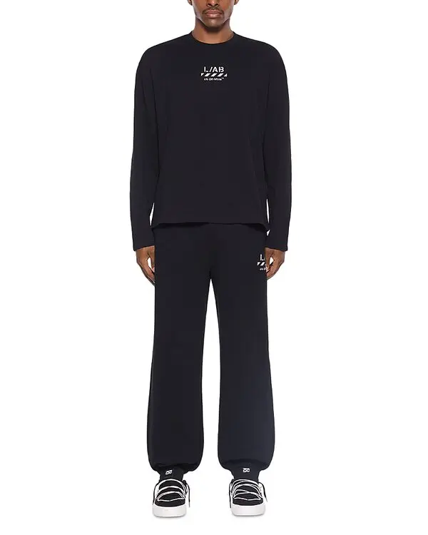 Off-White Cotton Diagonal Graphic Logo Drawstring Joggers