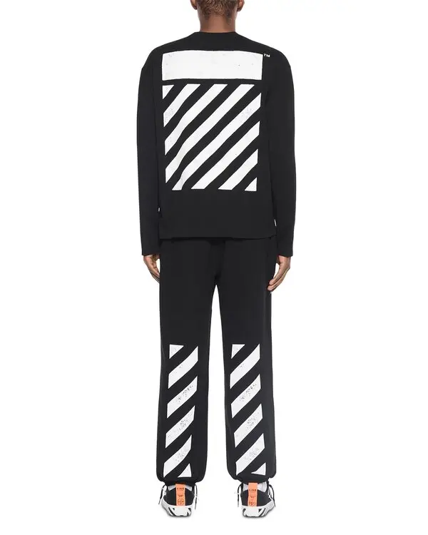 Off-White Cotton Diagonal Graphic Logo Drawstring Joggers