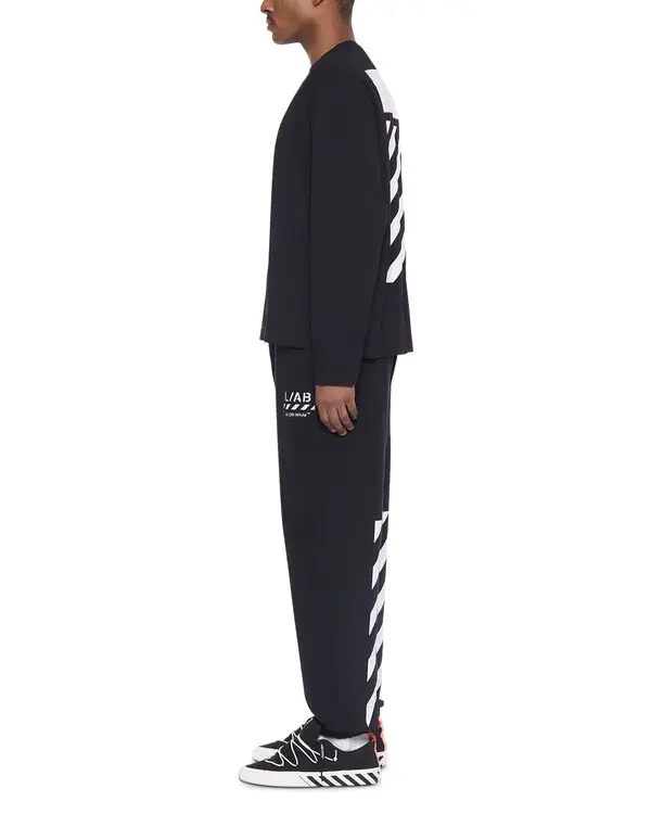 Off-White Cotton Diagonal Graphic Logo Drawstring Joggers