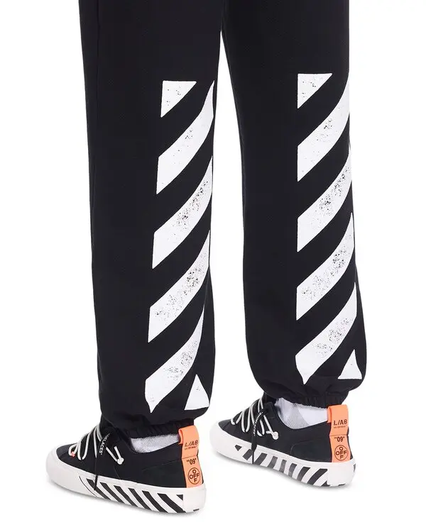 Off-White Cotton Diagonal Graphic Logo Drawstring Joggers
