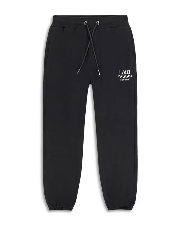Off-White Cotton Diagonal Graphic Logo Drawstring Joggers