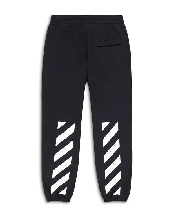 Off-White Cotton Diagonal Graphic Logo Drawstring Joggers