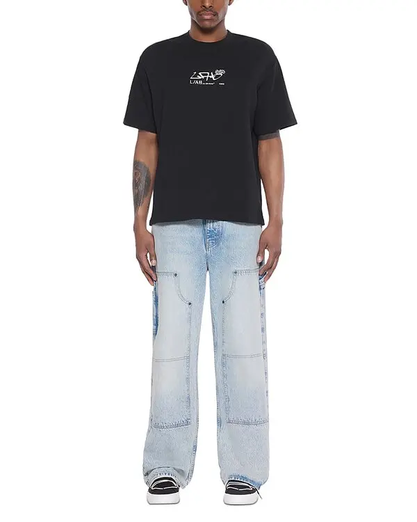 Off-White Cotton Diagonal Graphic Carpenter Jeans - Blue Ash