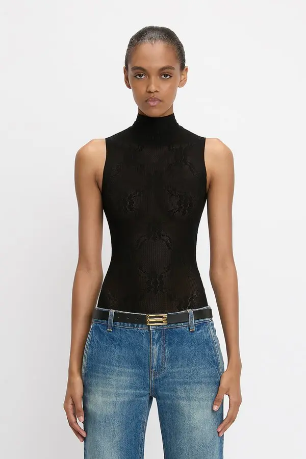 Victoria Beckham High Neck Bodysuit - Black