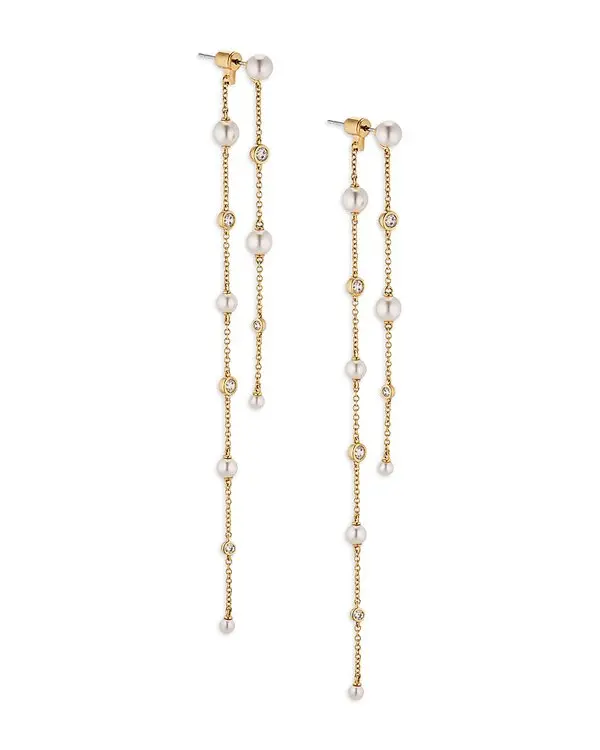Nadri Cubic Zirconia & Imitation Pearl Front To Back Earrings - Gold
