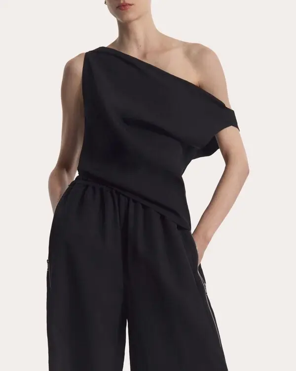 Co Asymmetric Draped Off-shoulder Top