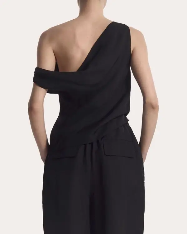 Co Asymmetric Draped Off-shoulder Top