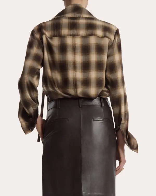 Co Plaid Asymmetric Drape Workwear Shirt