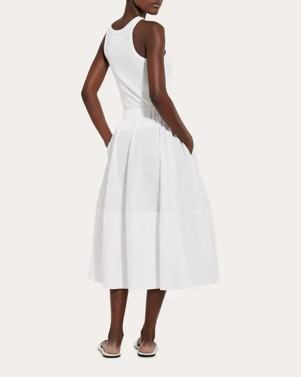 Co Tton Poplin Full Midi Skirt