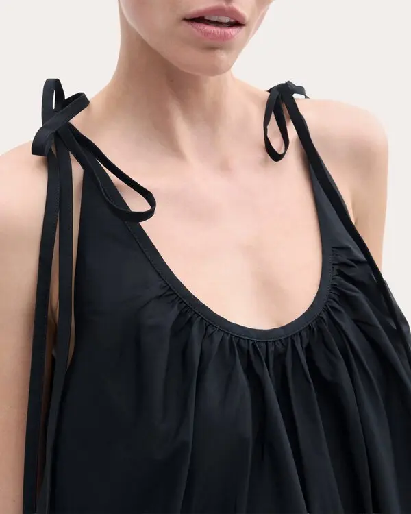 Co Tton Poplin Gathered Midi Dress