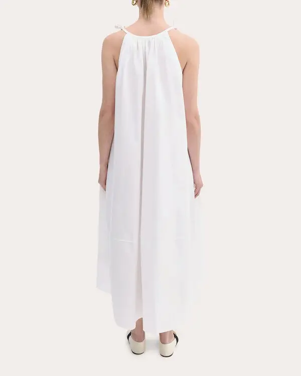 Co Tton Poplin Gathered Midi Dress