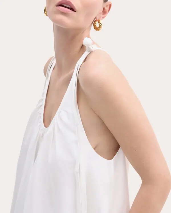 Co Tton Poplin Gathered Midi Dress