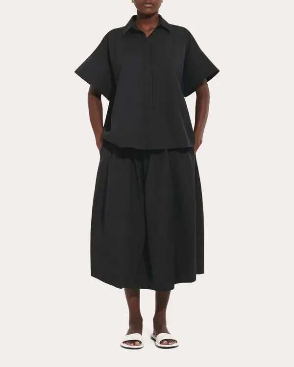 Co Tton Poplin Full Midi Skirt