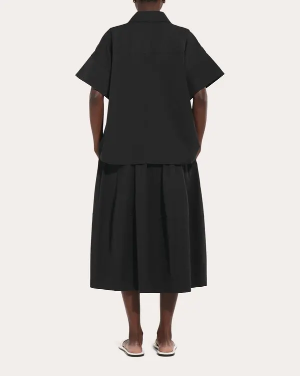 Co Tton Poplin Full Midi Skirt