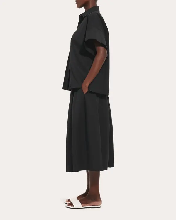 Co Tton Poplin Full Midi Skirt