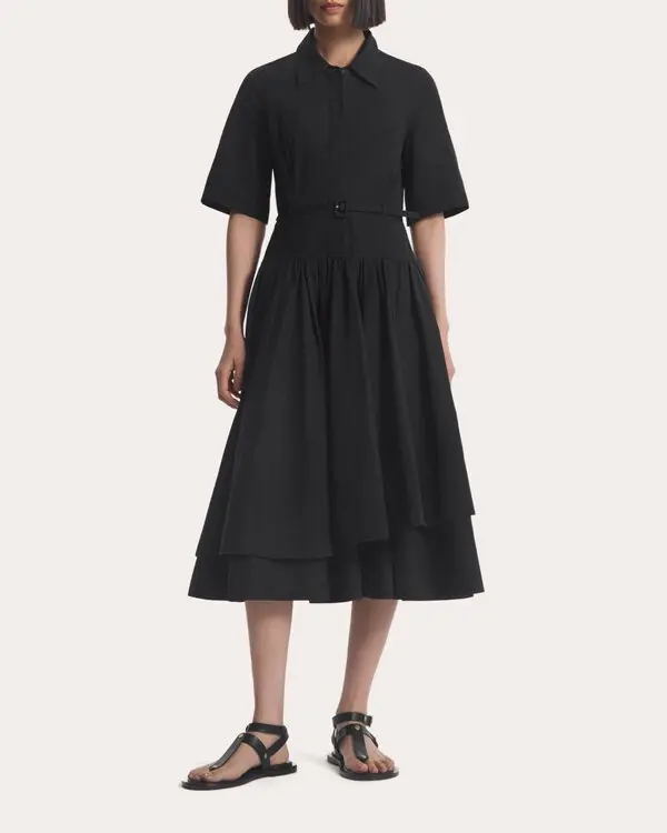 Co Tton Poplin Belted Shirt Dress