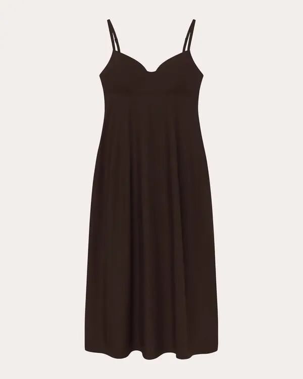 Co Tton Poplin Bustier Midi Dress - Brown