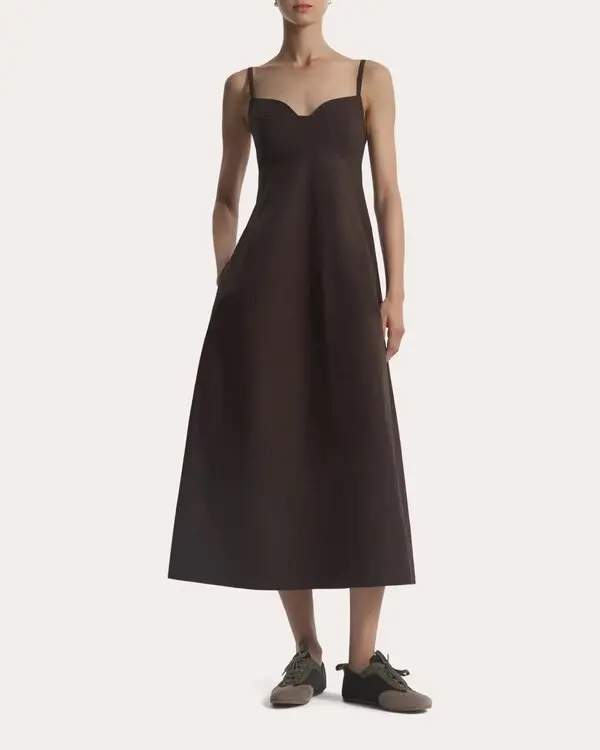 Co Tton Poplin Bustier Midi Dress