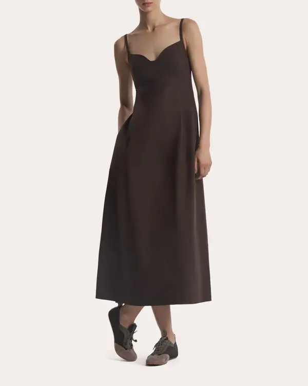 Co Tton Poplin Bustier Midi Dress