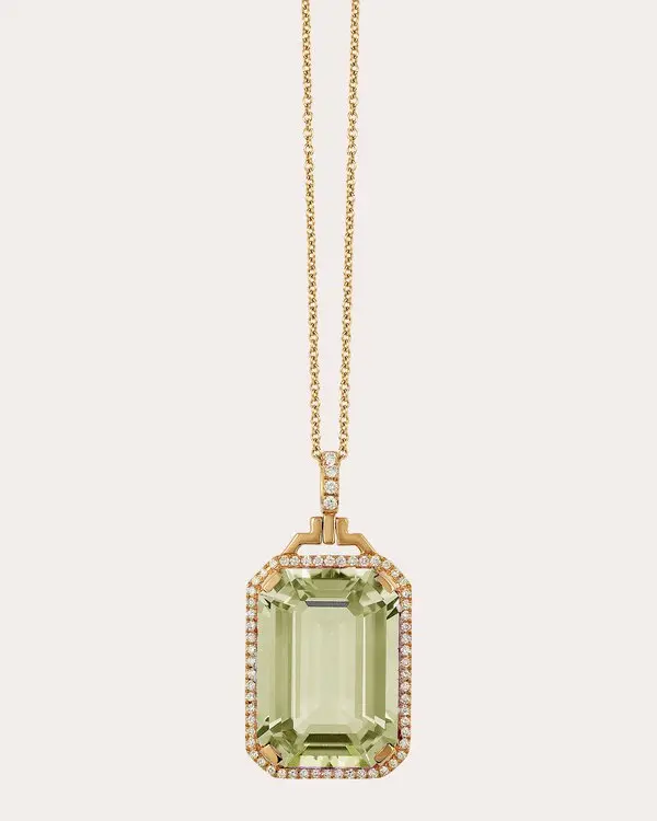 Goshwara Prasiolite & Diamond Gossip Pendant Necklace - Green