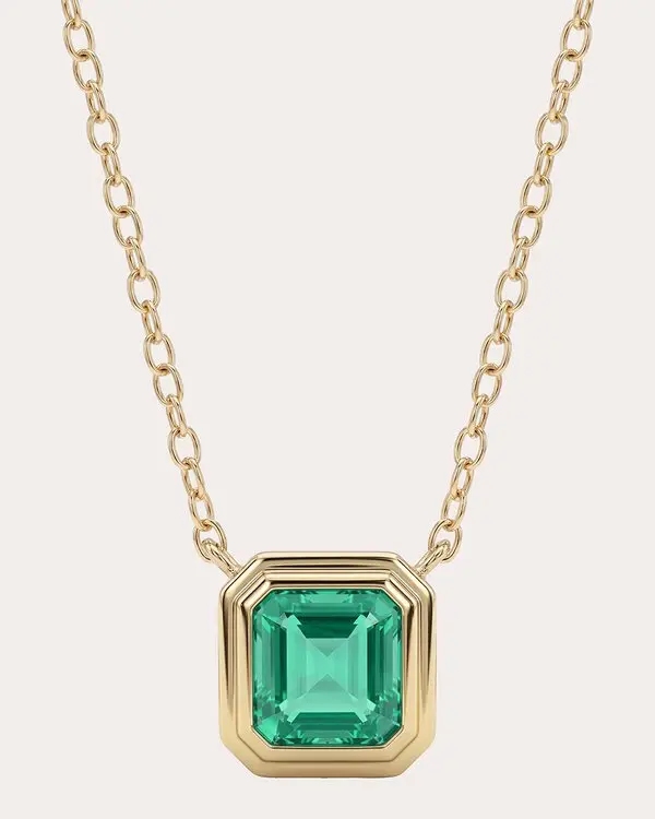 Goshwara Emerald G-one Bezel Pendant Necklace - Green