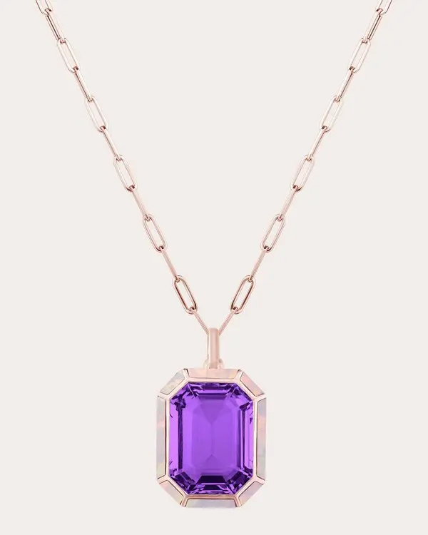 Goshwara Amethyst & Pink Opal Mélange Pendant Necklace - Purple
