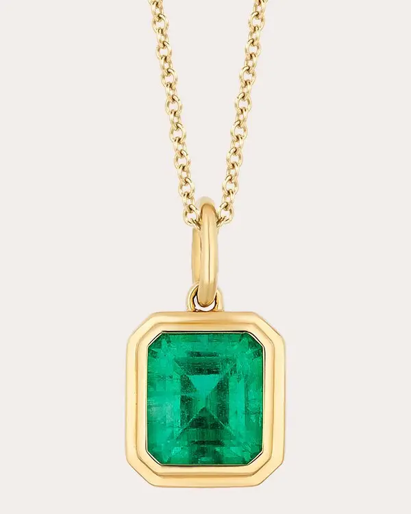 Goshwara Emerald G-one Emerald-cut Pendant Necklace - Green