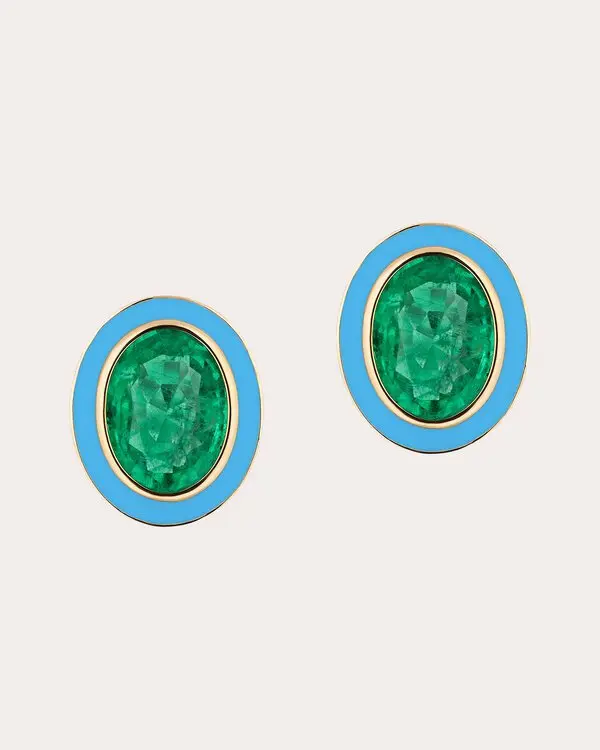 Goshwara Emerald Limited Edition Oval Stud Earrings - Green