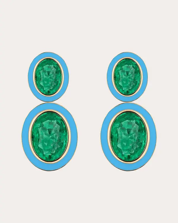 Goshwara Emerald Limited Edition Tiered Oval Drop Earrings - Green