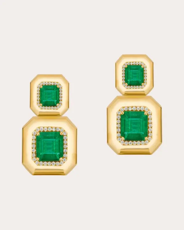Goshwara Emerald Limited Edition Tiered Drop Earrings - Green