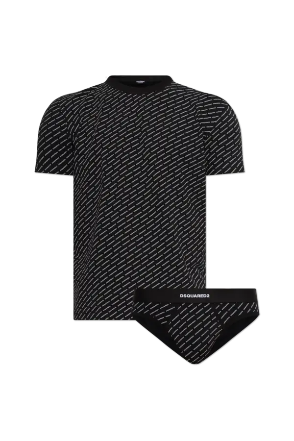 Dsquared2 Underwear Set: Briefs, T-shirt - Black
