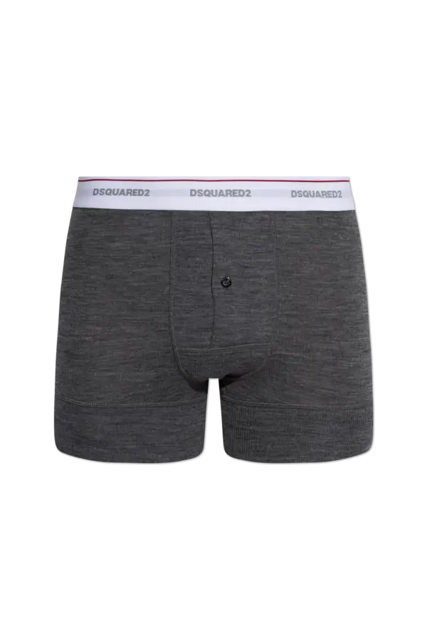 Dsquared2 Wool Boxers With Logo - Grey