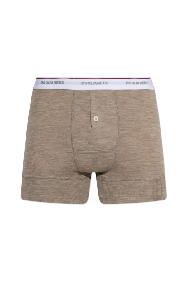 Dsquared2 Wool Boxers With Logo - Brown