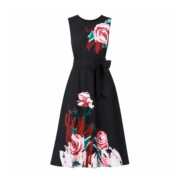 YUMI Abstract Floral Skater Midi Dress
