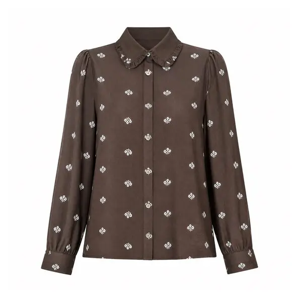 YUMI Viscose Daisy Embroidered Shirt