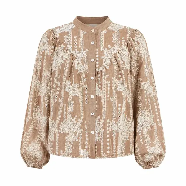 YUMI Embroidered Floral Relaxed Shirt