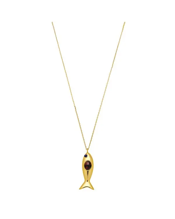 AMBER SCEATS Gold / Brown Opaline Necklace - Gold/brown