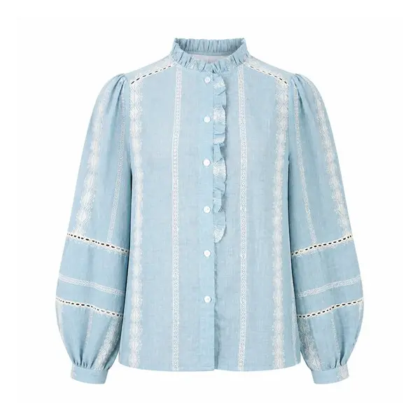 YUMI Cotton Embroidered Panel Shirt
