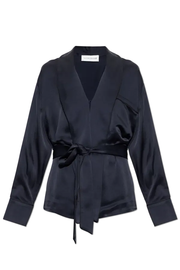 Victoria Beckham Satin Blazer With Belt - Black