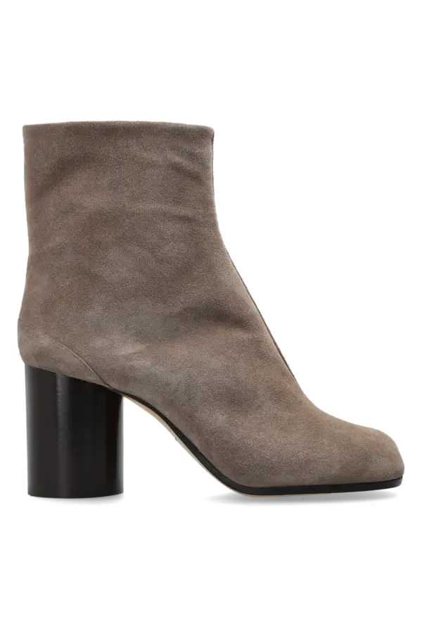 MAISON MARGIELA Suede Heeled Ankle Boots With ‘tabi’ Cut-out - Grey